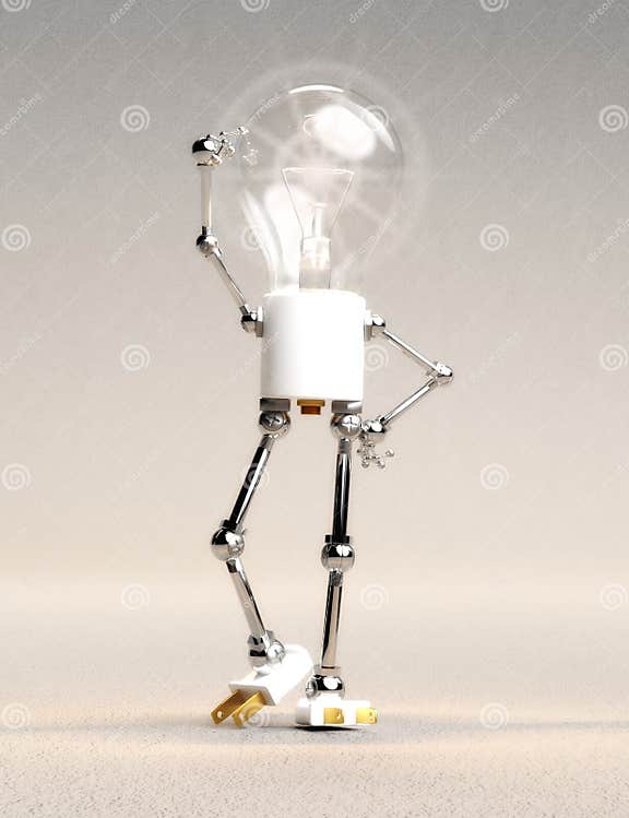3D Illustration of a Light Bulb Guy Stock Illustration - Illustration ...