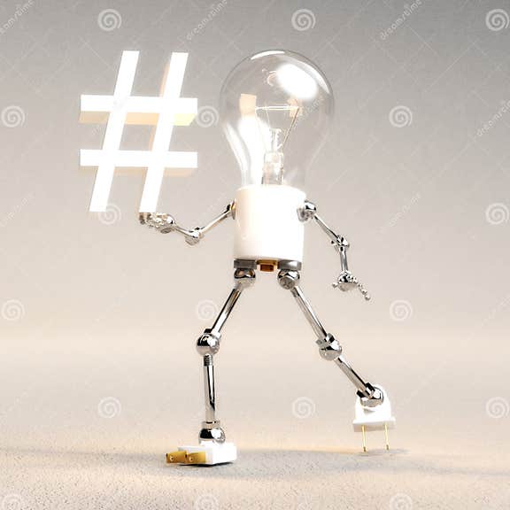 3D Illustration of a Light Bulb Guy Stock Illustration - Illustration ...