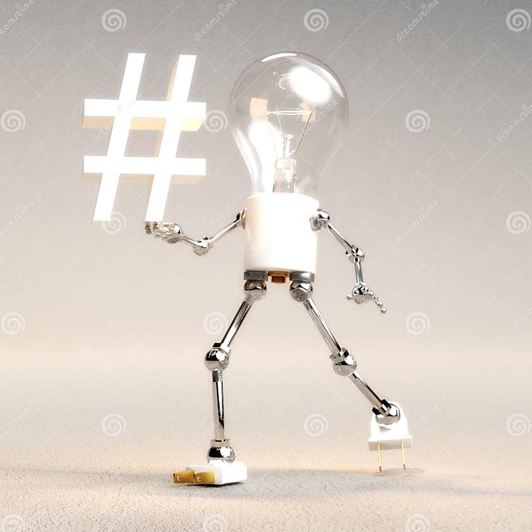 3D Illustration of a Light Bulb Guy Stock Illustration - Illustration ...