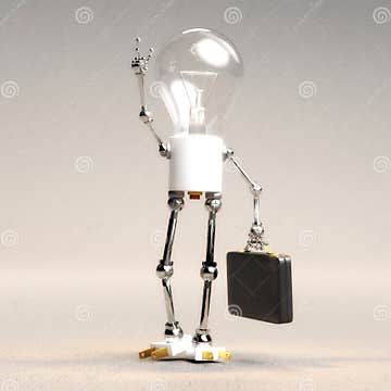 3D Illustration of a Light Bulb Guy Stock Illustration - Illustration ...