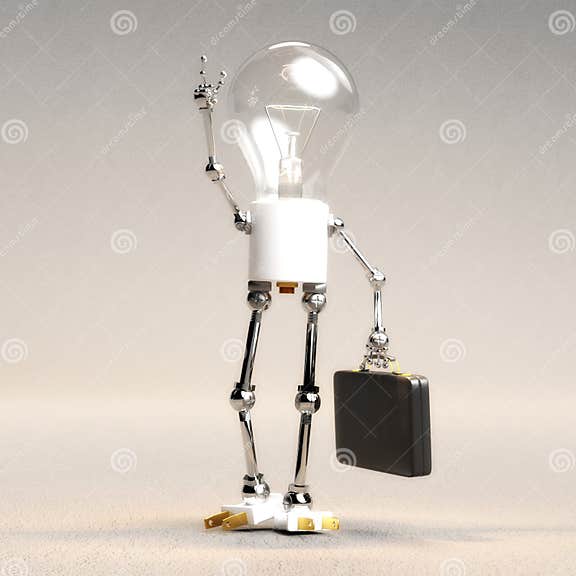 3D Illustration of a Light Bulb Guy Stock Illustration - Illustration ...