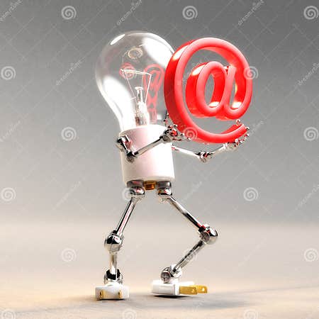 3D Illustration of a Light Bulb Guy Stock Illustration - Illustration ...