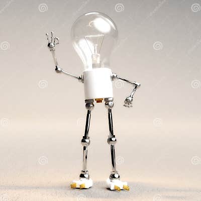 3D Illustration of a Light Bulb Guy Stock Illustration - Illustration ...