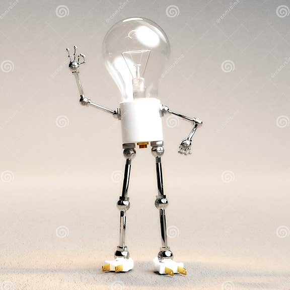 3D Illustration of a Light Bulb Guy Stock Illustration - Illustration ...