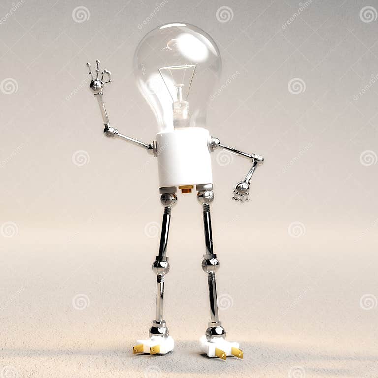 3D Illustration of a Light Bulb Guy Stock Illustration - Illustration ...