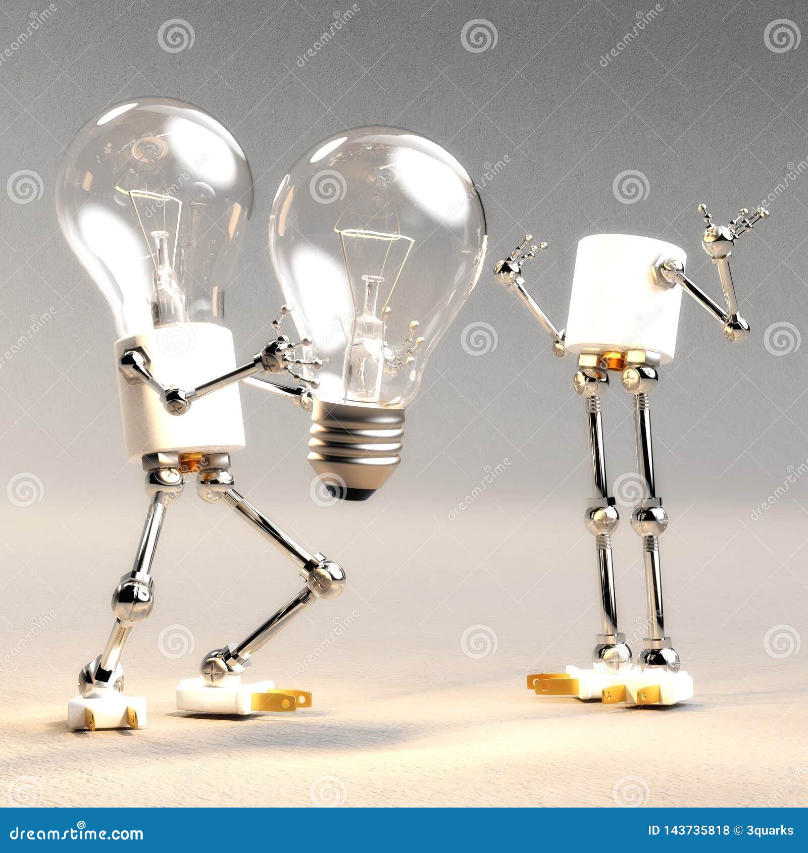 3D Illustration of a Light Bulb Guy Stock Illustration - Illustration ...