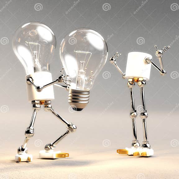 3D Illustration of a Light Bulb Guy Stock Illustration - Illustration ...
