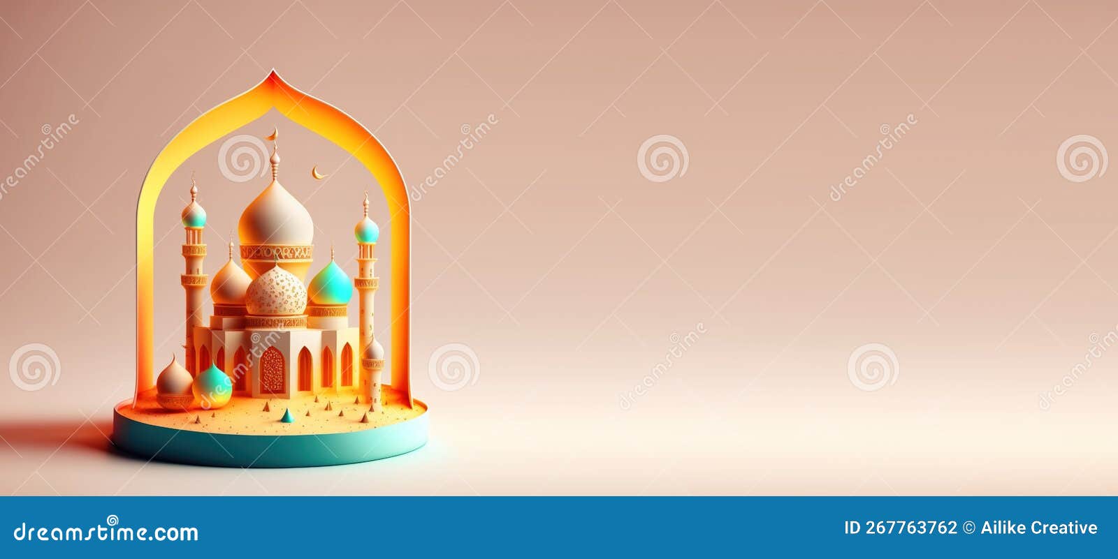 Digital 3D Illustration of Mosque for Eid Ramadan Islmic Celebration ...