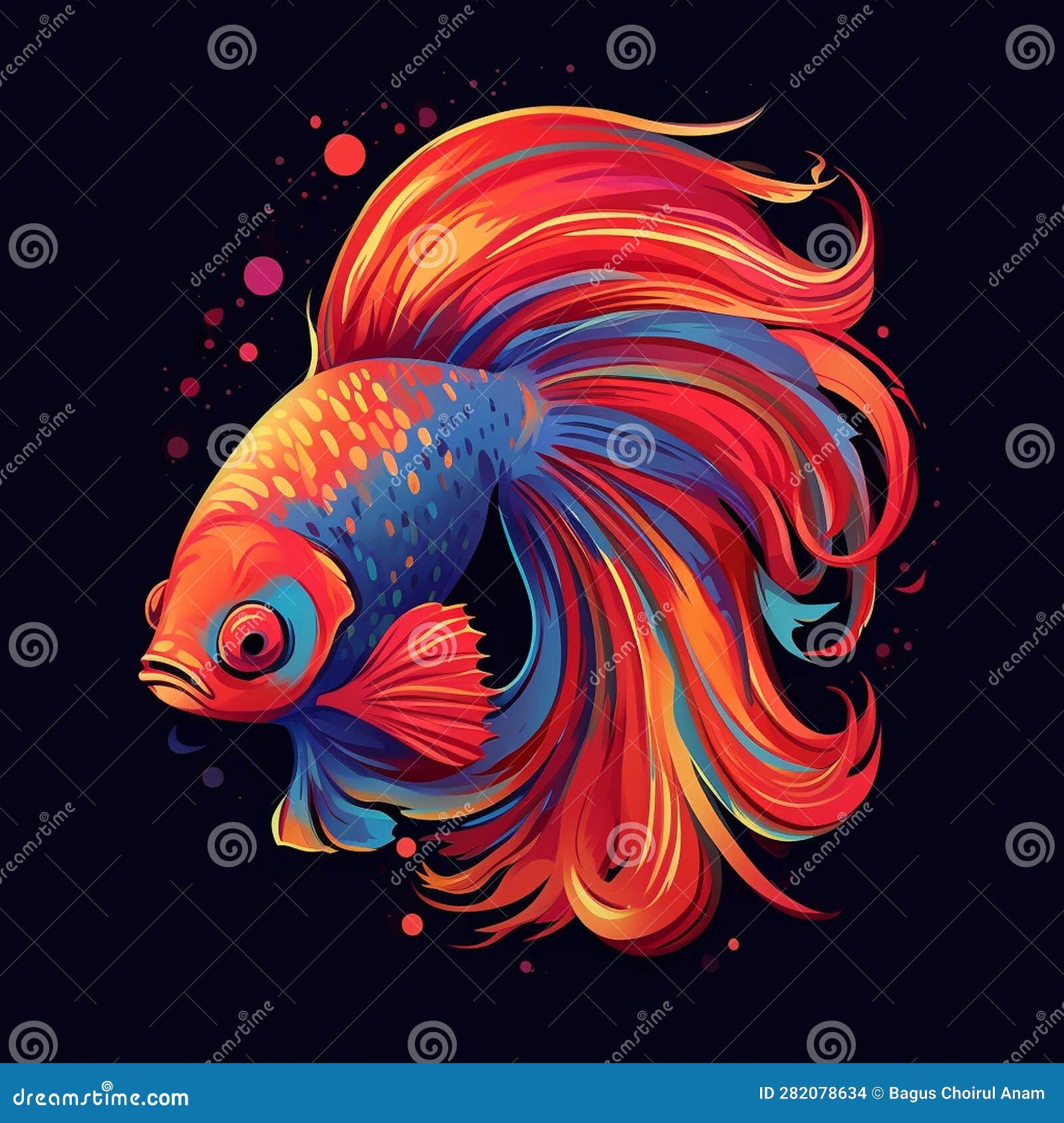 Digital 2D Illustration of Siamese Fighting Fish Logo Stock ...