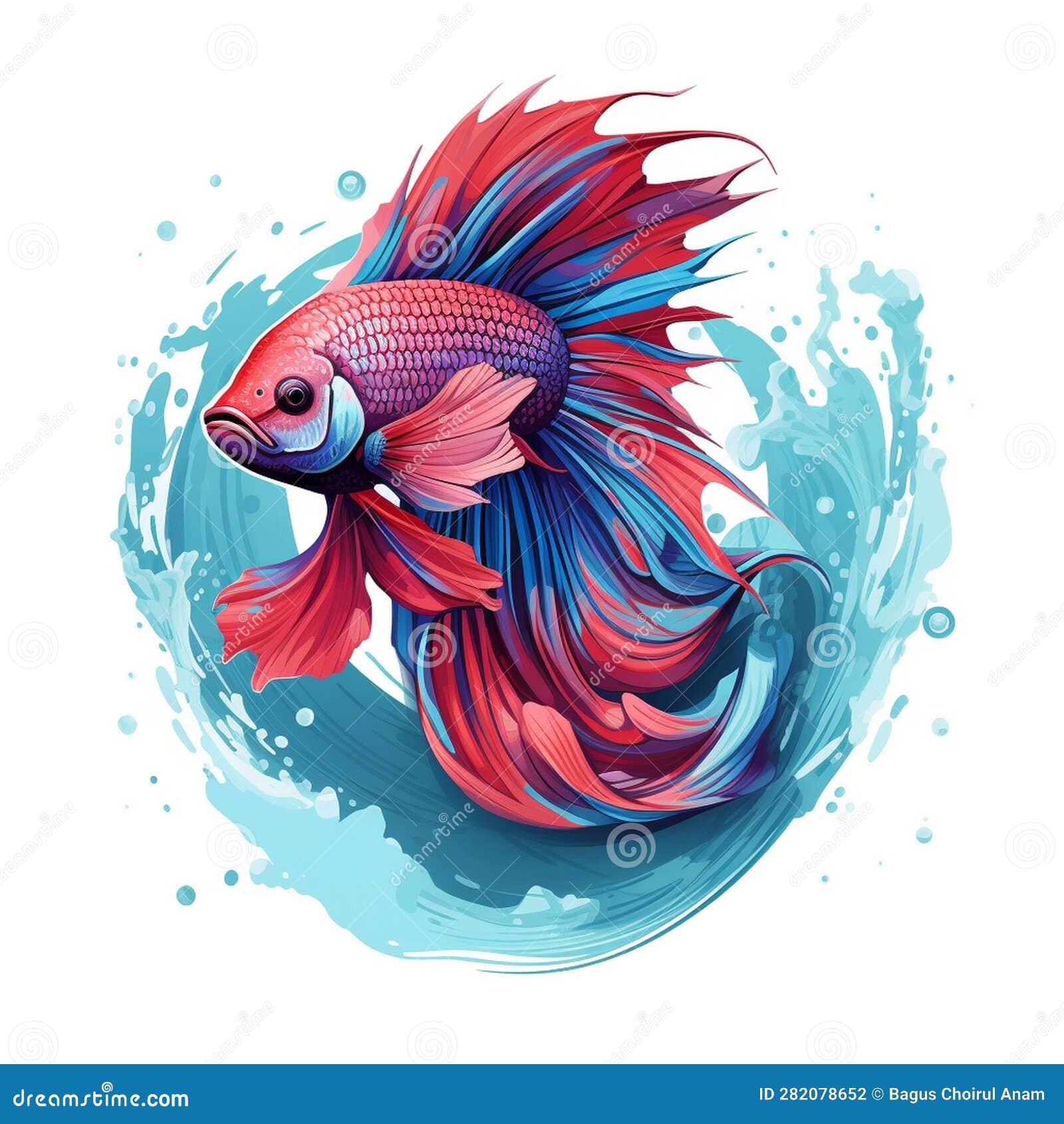 Digital 2D Illustration of Siamese Fighting Fish Logo Stock ...