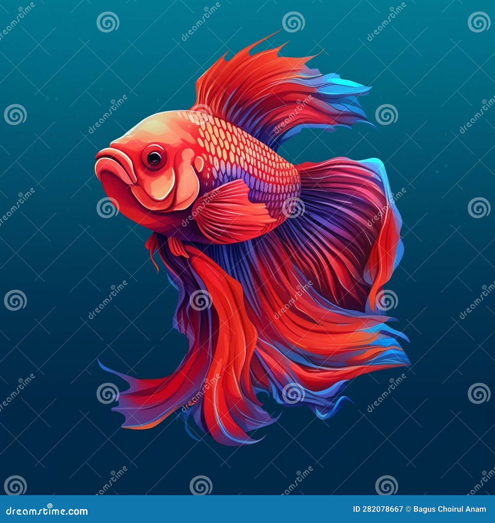 Digital 2D Illustration of Siamese Fighting Fish Logo Stock ...