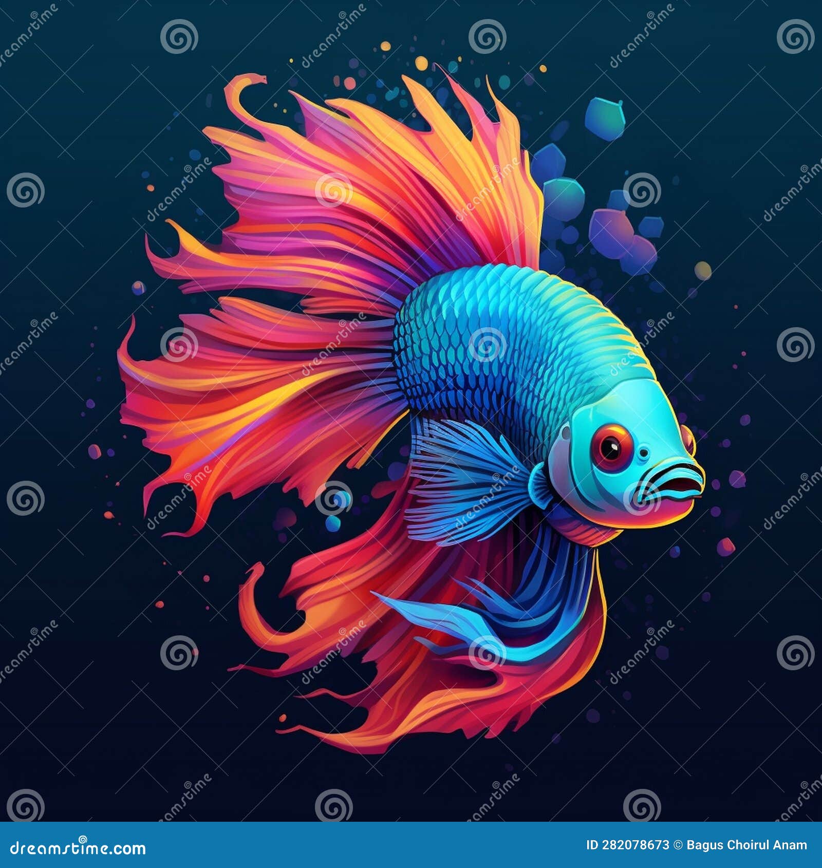 Digital 2D Illustration of Siamese Fighting Fish Logo Stock ...