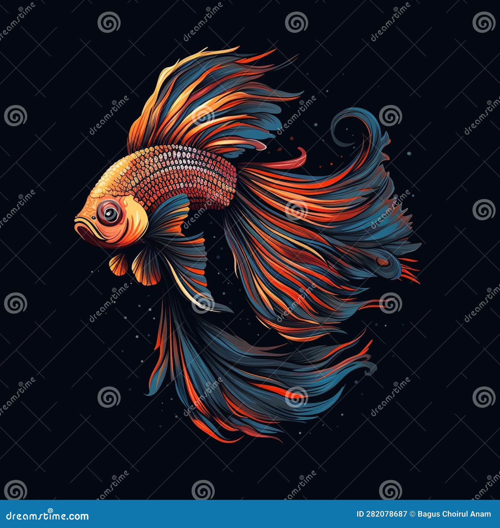 Digital 2D Illustration of Siamese Fighting Fish Logo Stock ...