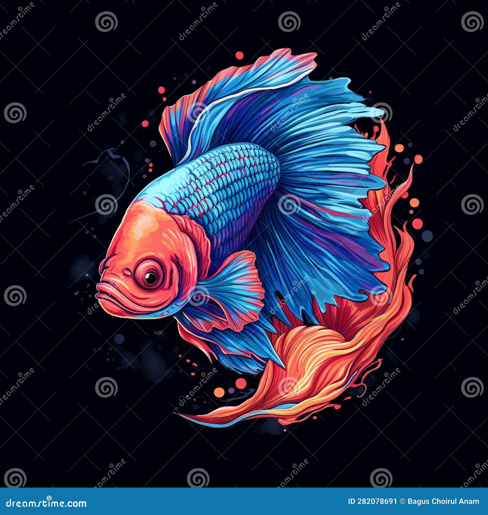 Digital 2D Illustration of Siamese Fighting Fish Logo Stock ...