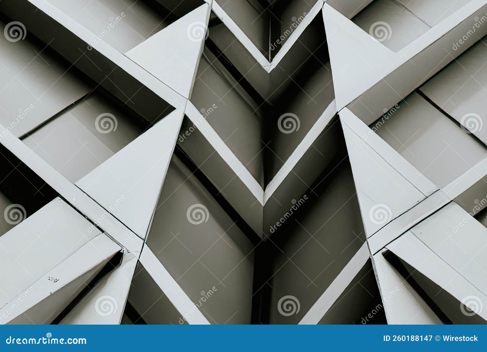 Digital 3D Render of an Abstract Building Facade with Structural ...