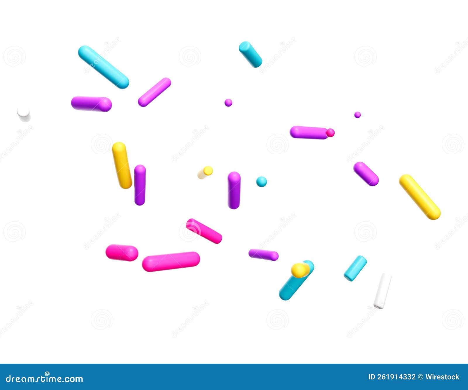 Digital 3D Render of Colorful Decorative Sprinkles Isolated on a White ...