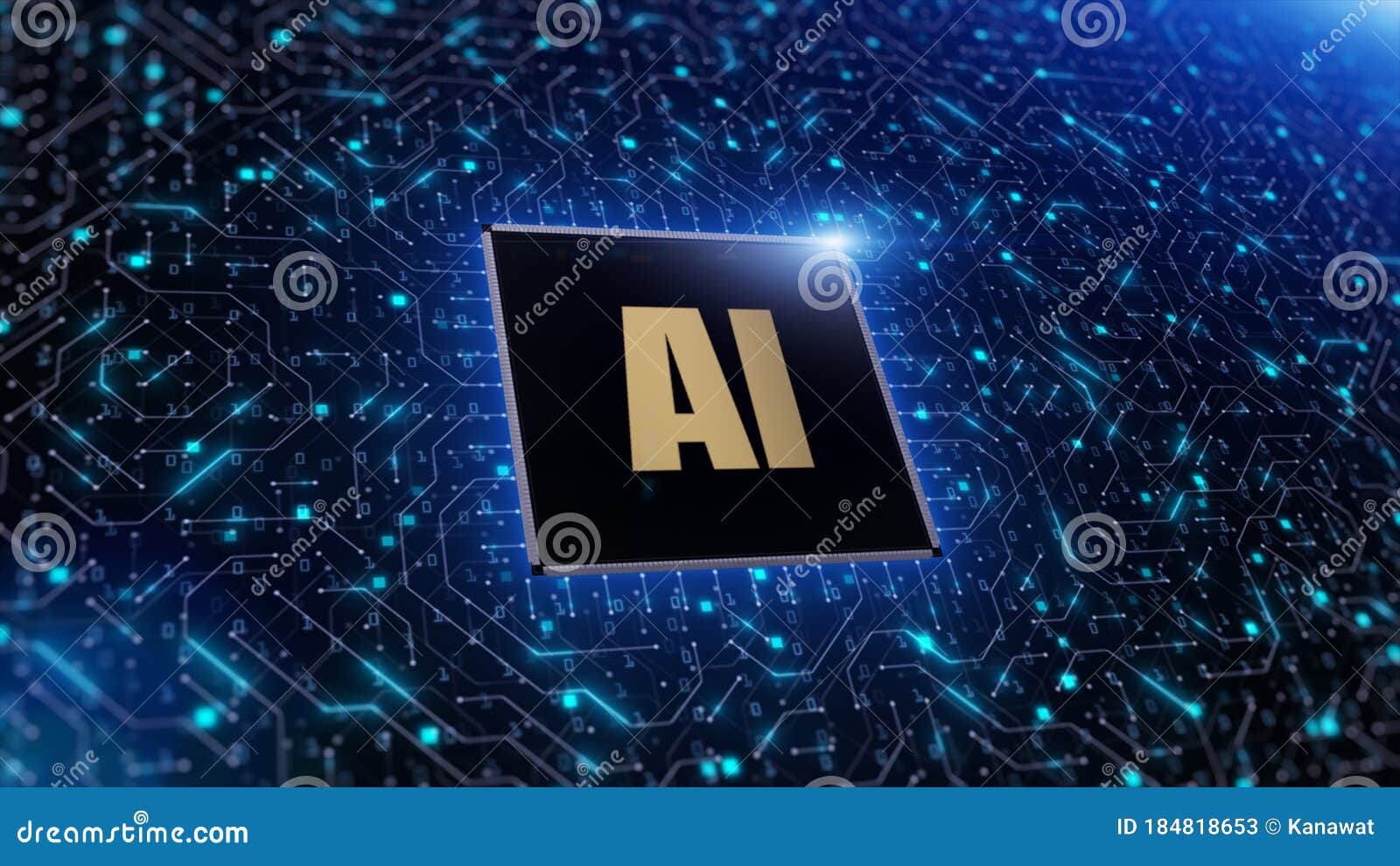 Digital 3d Render of Computer Chip Over Circuit Background with AI Sign ...