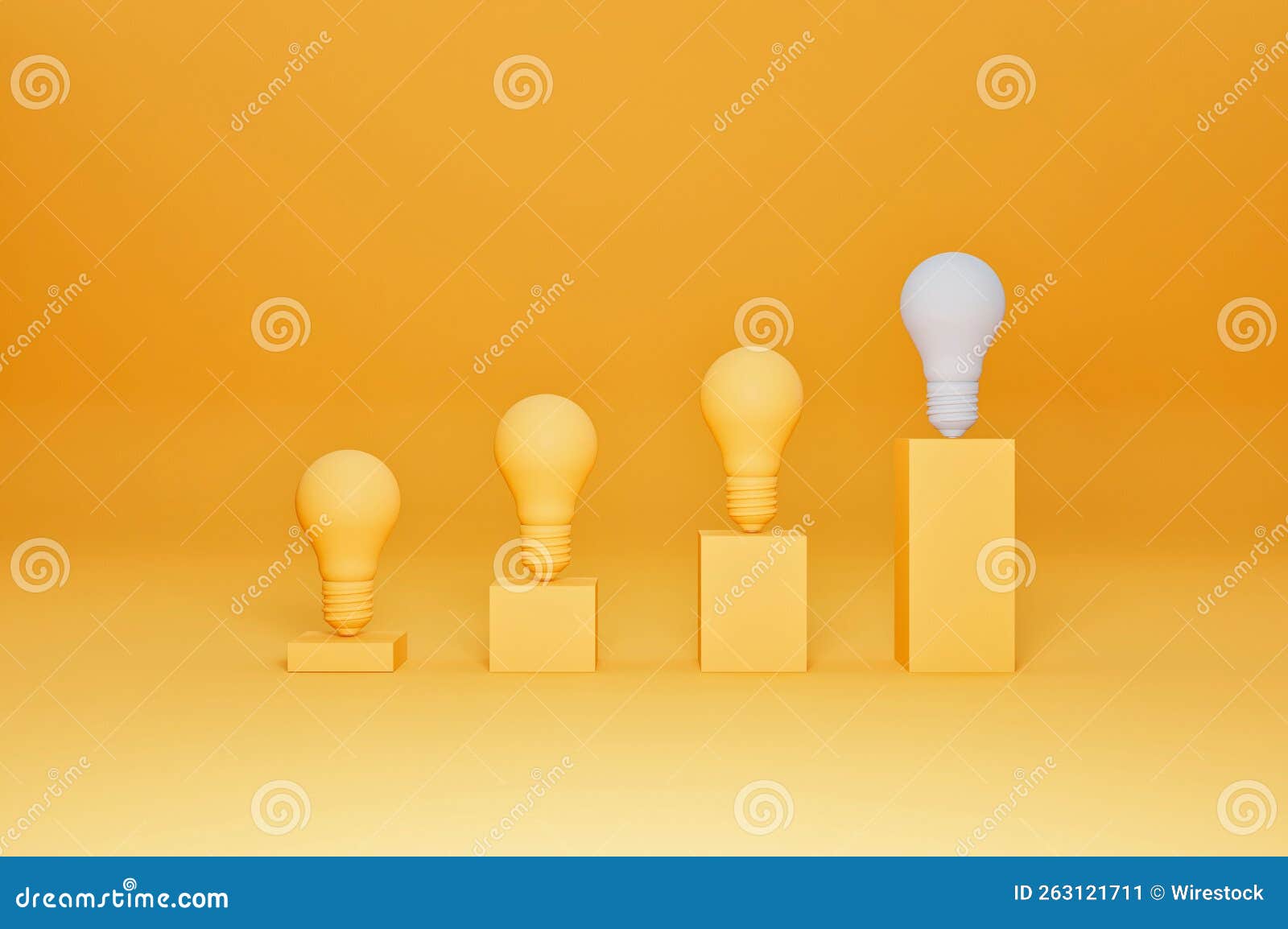Digital 3D Render of a Growing Histogram Bars with Lightbulbs and the ...