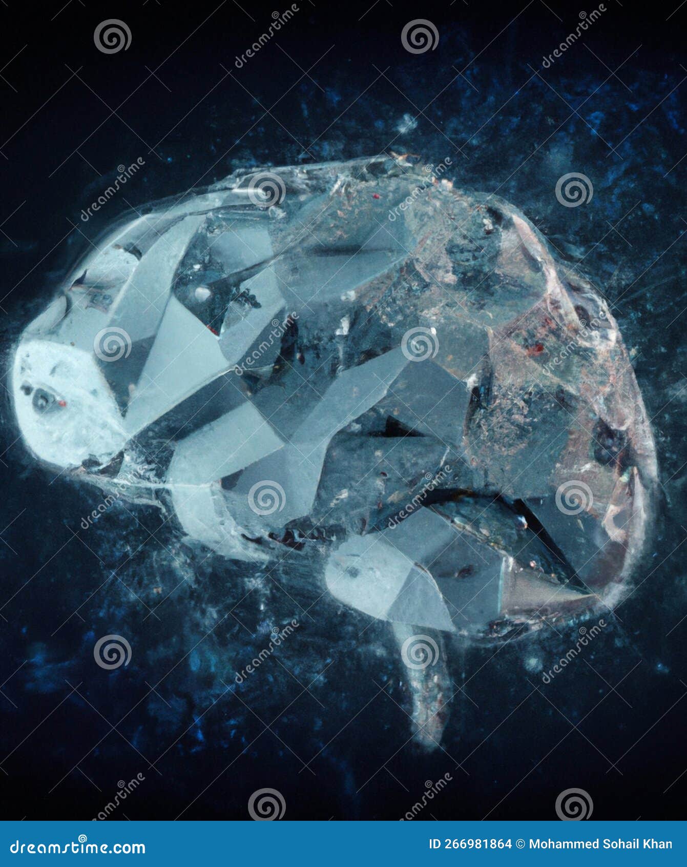 A Digital 3D-Render Human Brain with Triangle Polygons AI Generative ...