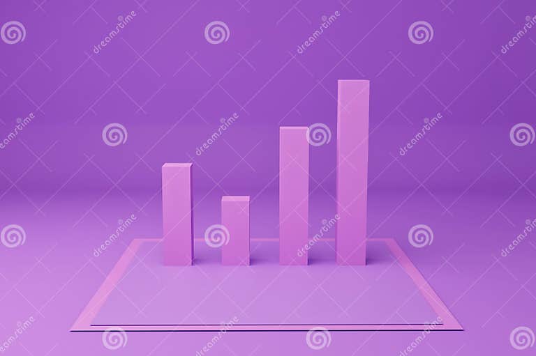 Digital 3D Render of Purple Bars of a Statistical Histogram Stock ...