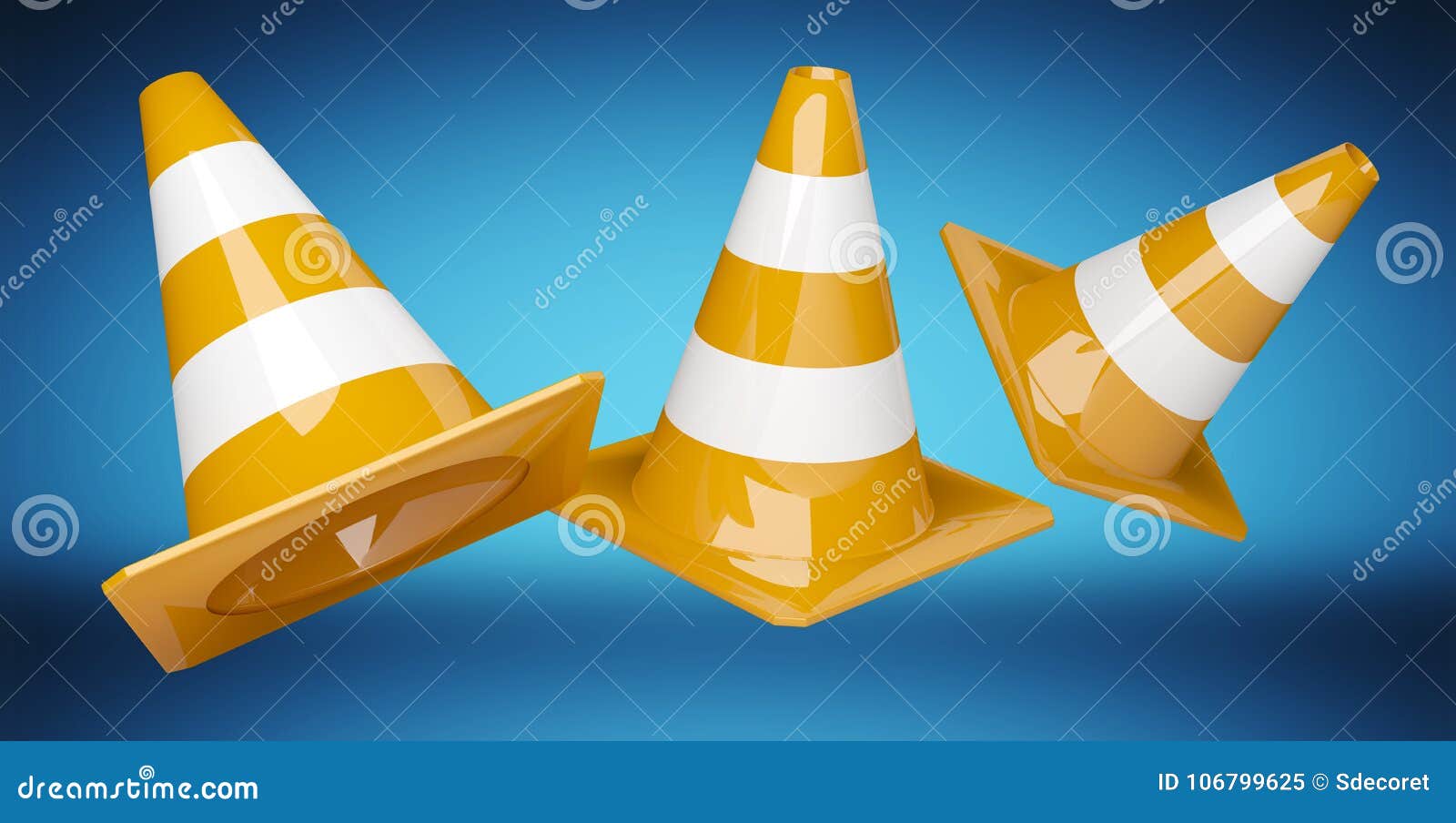 Digital 3D Rendering Under Construction Signs Stock Illustration ...