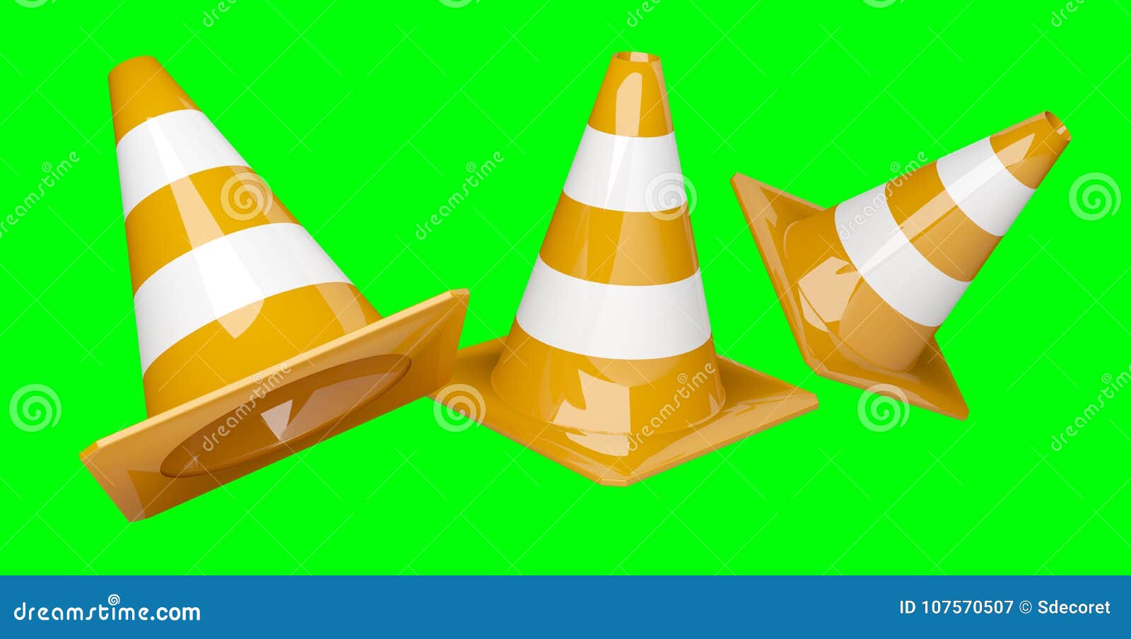 Digital 3D Rendering Under Construction Signs Stock Illustration ...