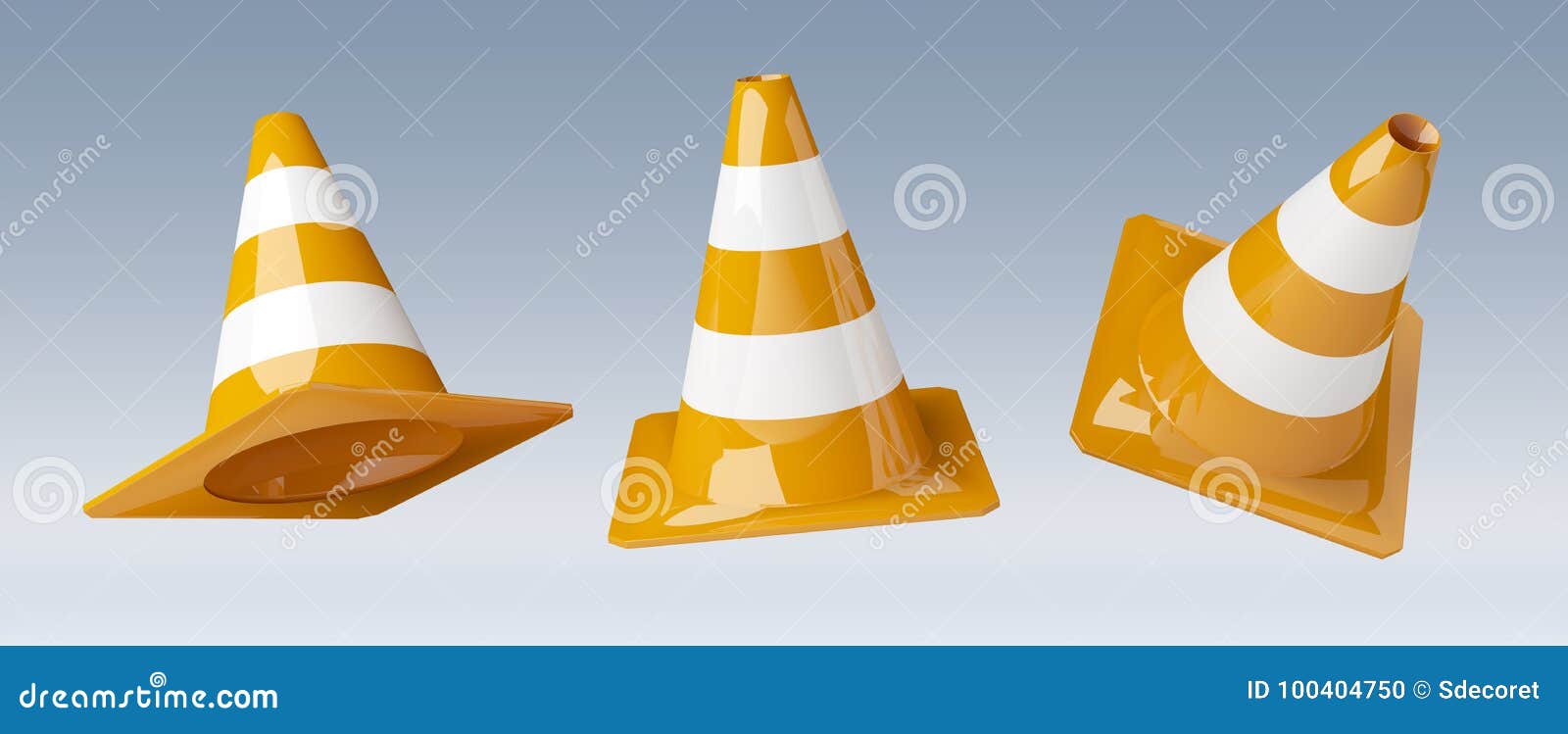 Digital 3D Rendering Under Construction Signs Stock Illustration ...