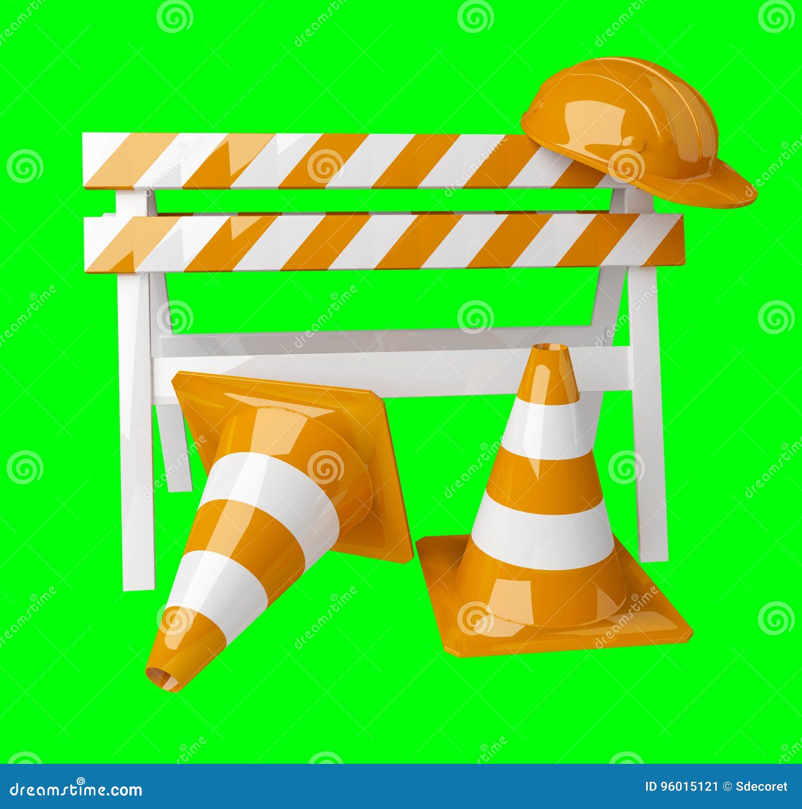 Digital 3D Rendering Under Construction Signs Stock Illustration ...