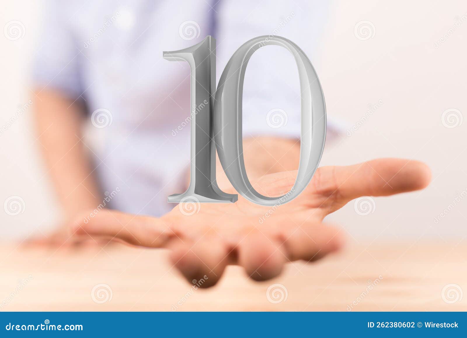 Digital 3d Silver Number 10 for Anniversary, Floating on the Hand Stock ...