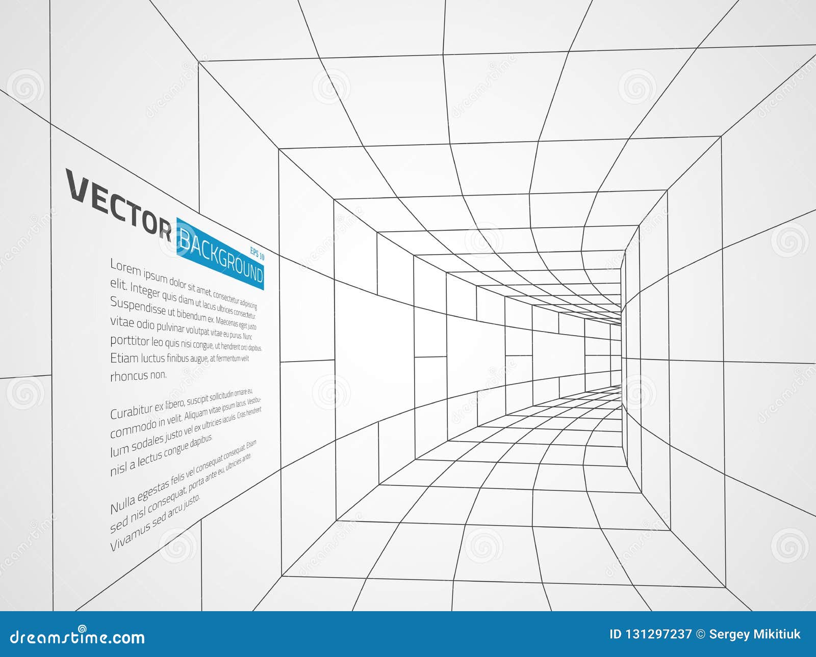 Digital 3d Wireframe Tunnel. Vector Background. Stock Vector ...