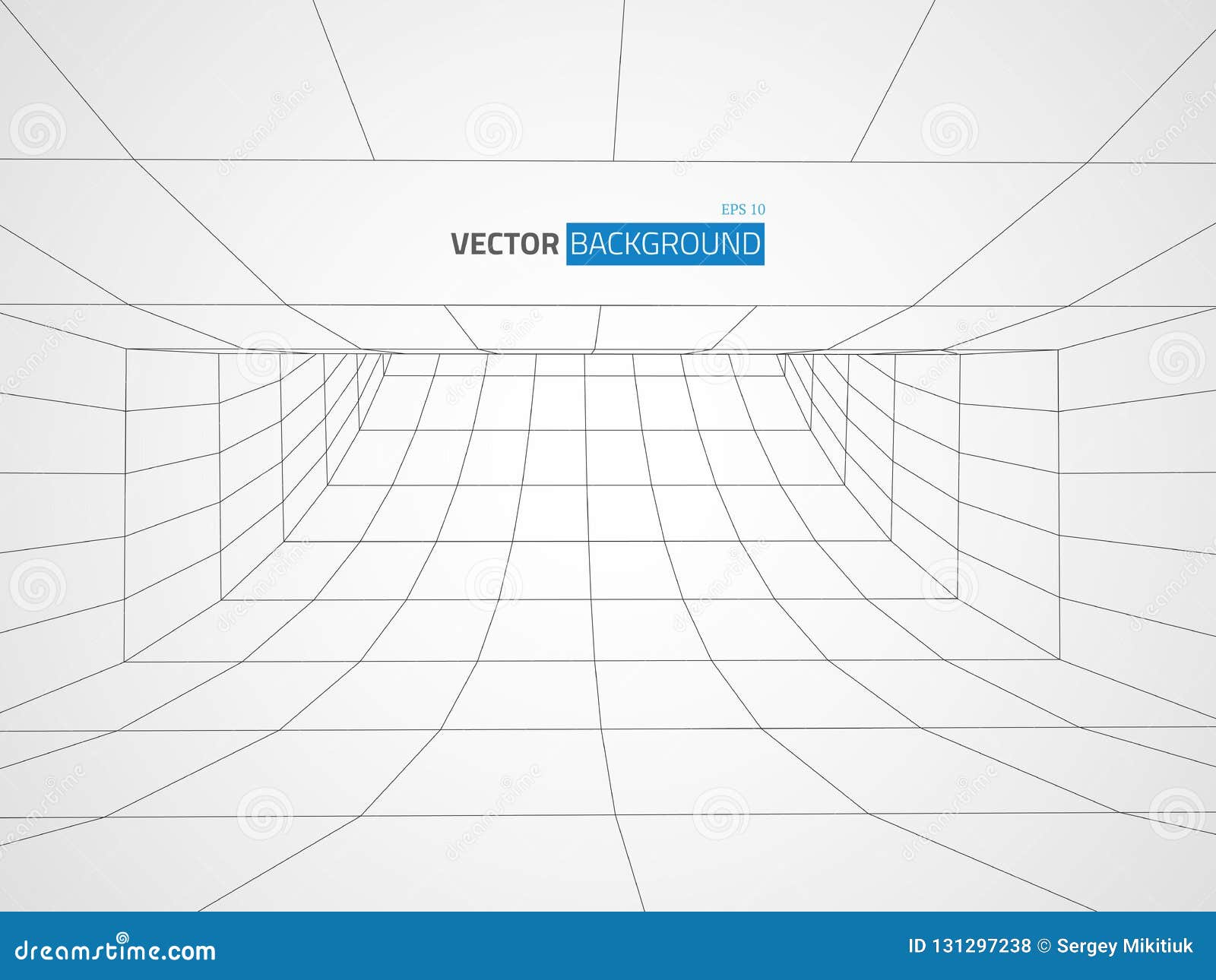 Digital 3d Wireframe Tunnel. Vector Background. Stock Vector ...