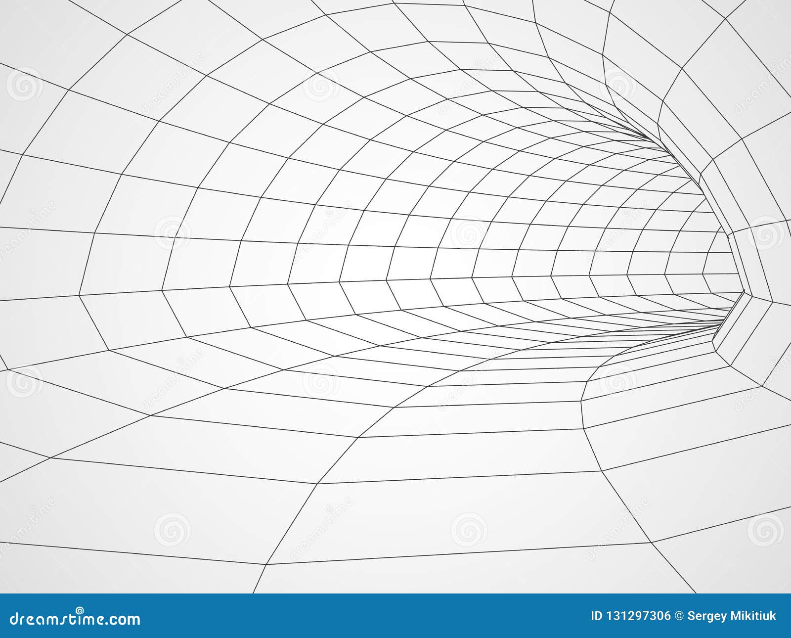 Digital 3d Wireframe Tunnel. Vector Background. Stock Vector ...