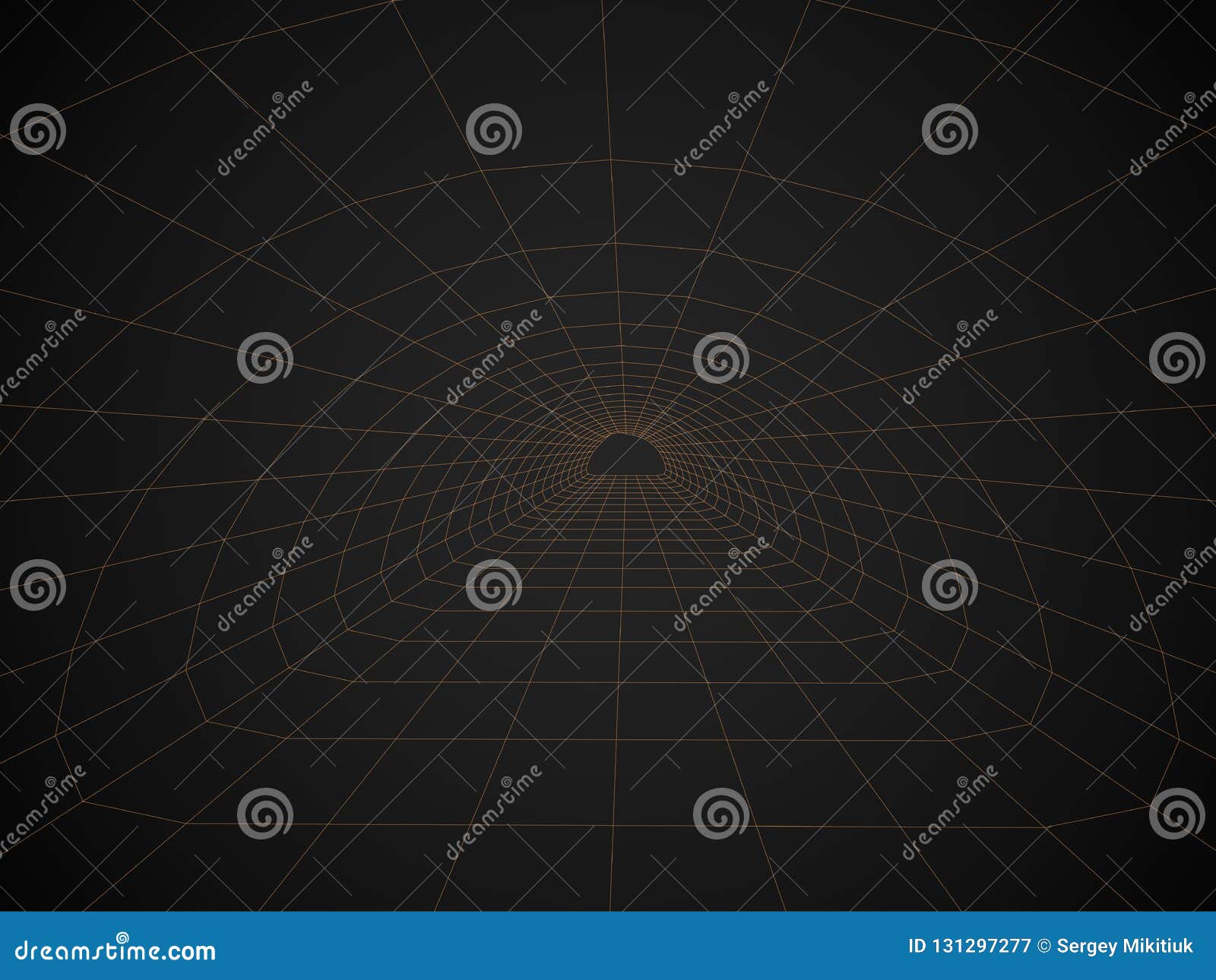 Digital 3d Wireframe Tunnel. Vector Background. Stock Vector ...