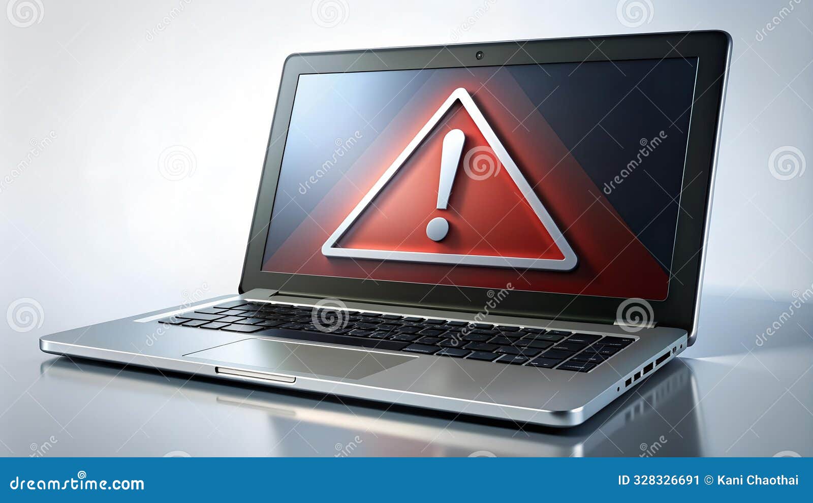 Digital Danger: a Triangle of Warning on the Laptop Screen AI Generated ...
