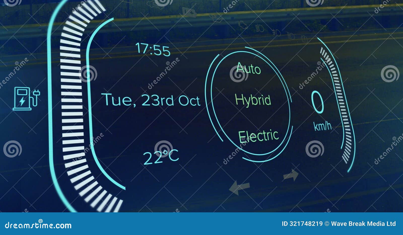 Digital Dashboard Display Showing Various Car Settings and Information ...