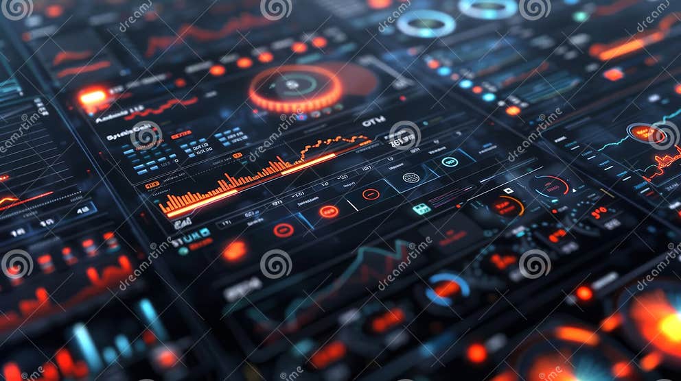 Digital Dashboard Displays Various Analytics and Data Visualization in ...