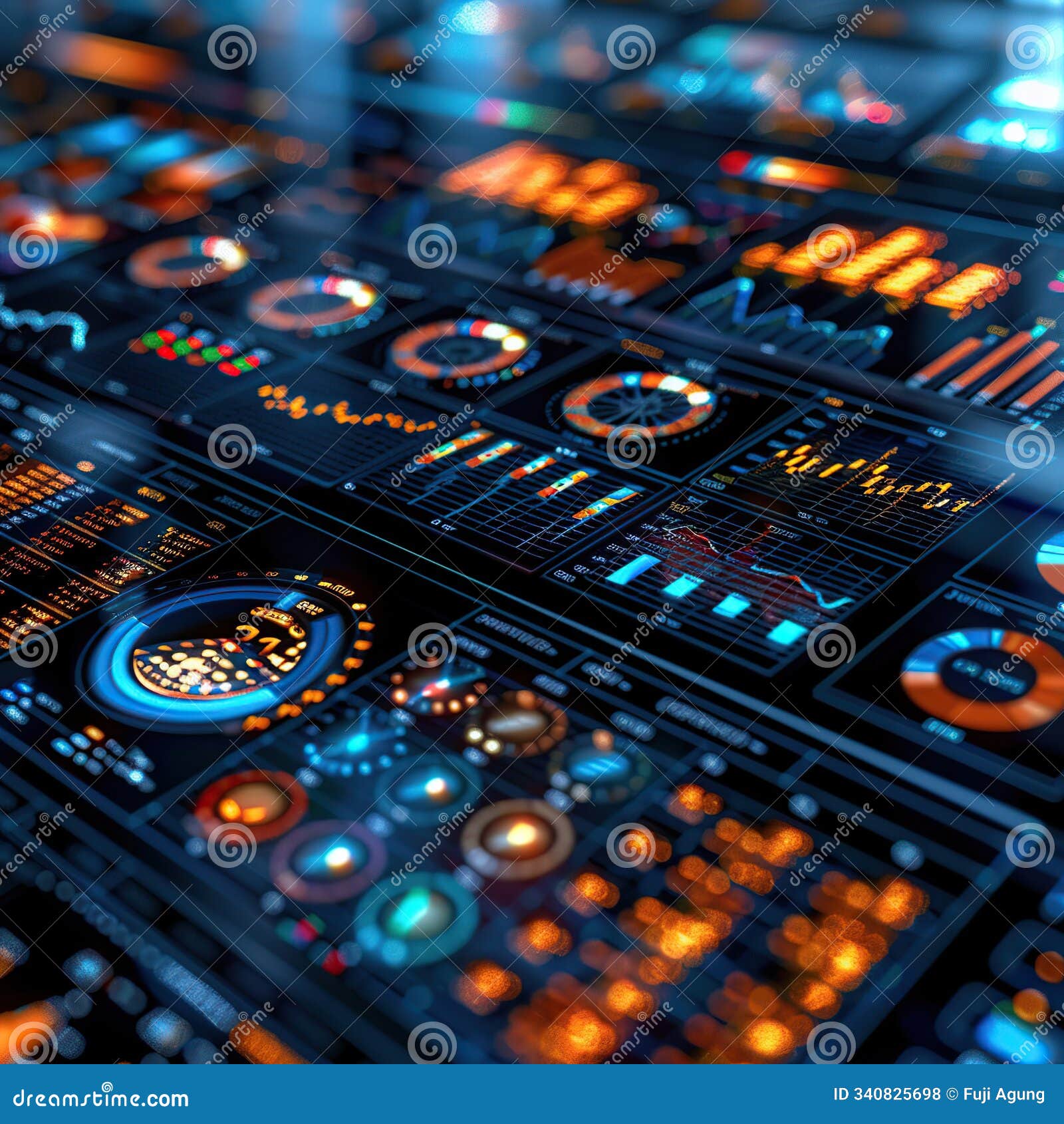 Digital Dashboard Interface with Data Visualization Stock Illustration ...