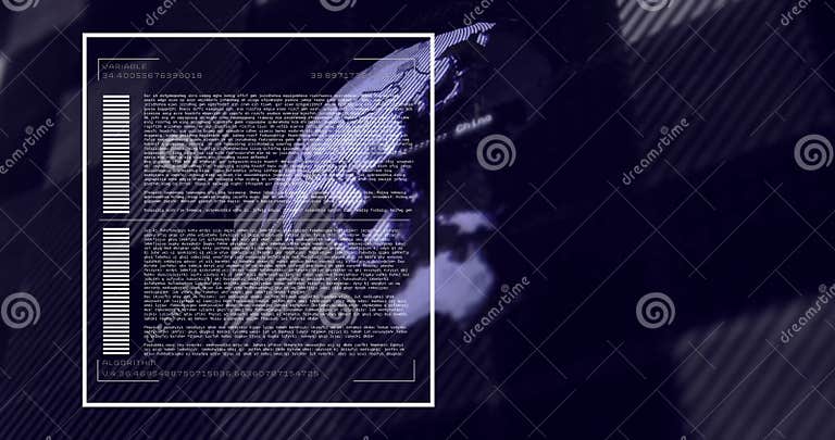 Digital Data And Algorithm Text Over World Map Image Stock Image