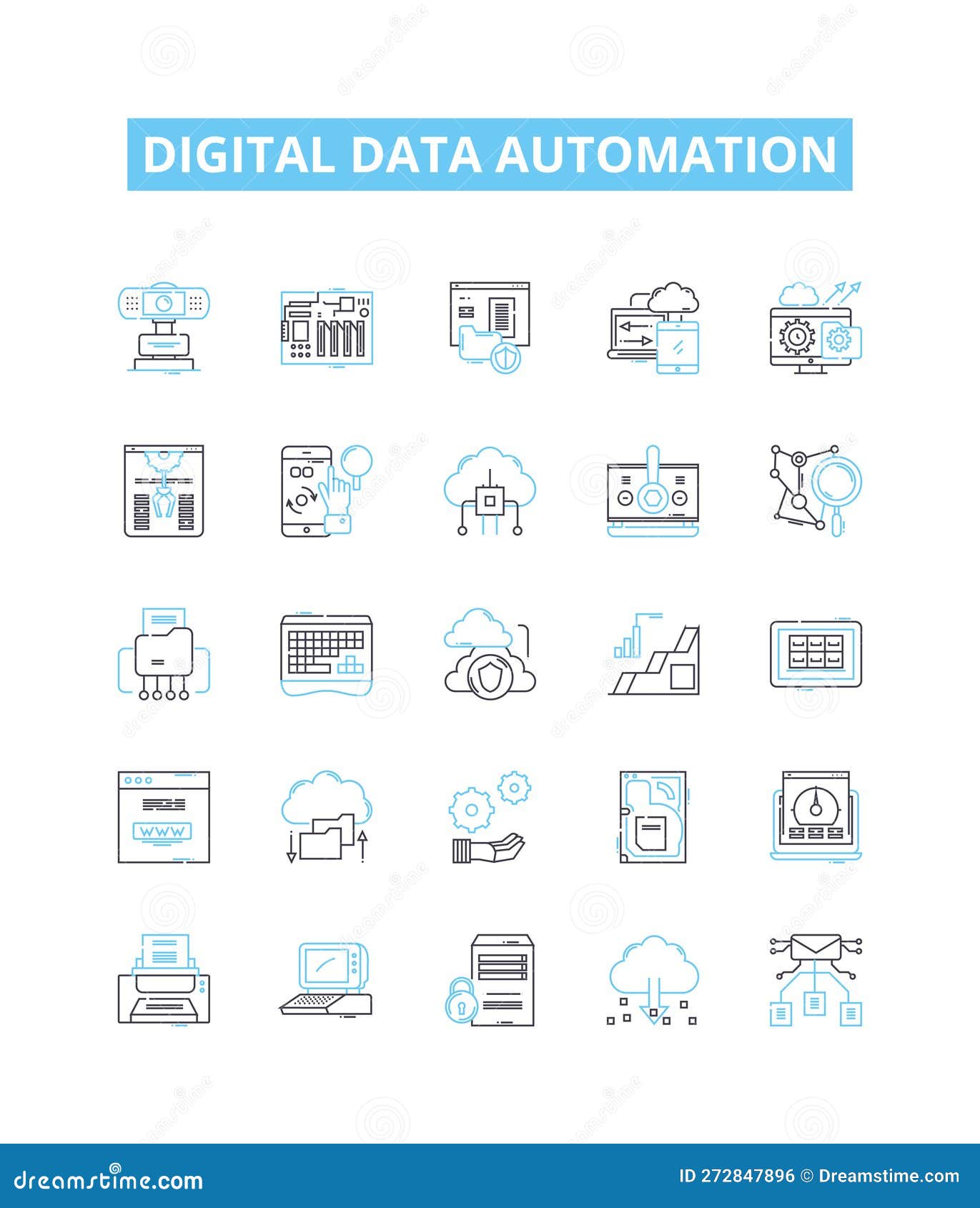 Digital Data Automation Vector Line Icons Set. Digital, Data ... Digital Data Automation Vector Line Icons Set. Digital, Data ...