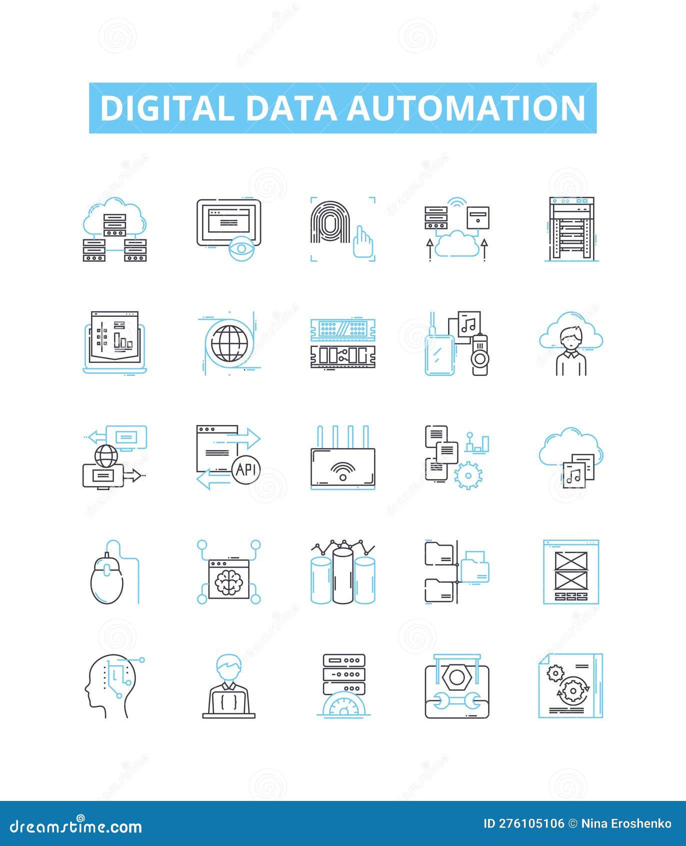 Digital Data Automation Vector Line Icons Set. Digital, Data ...