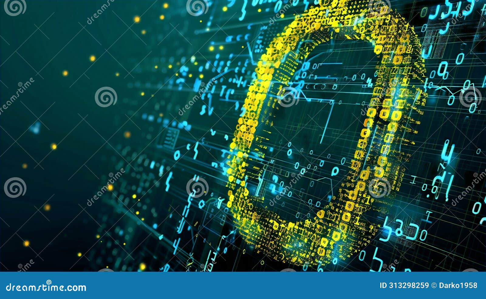 Digital Data Background with Binary Code and Glowing Digital Numbers Stock Illustration ...