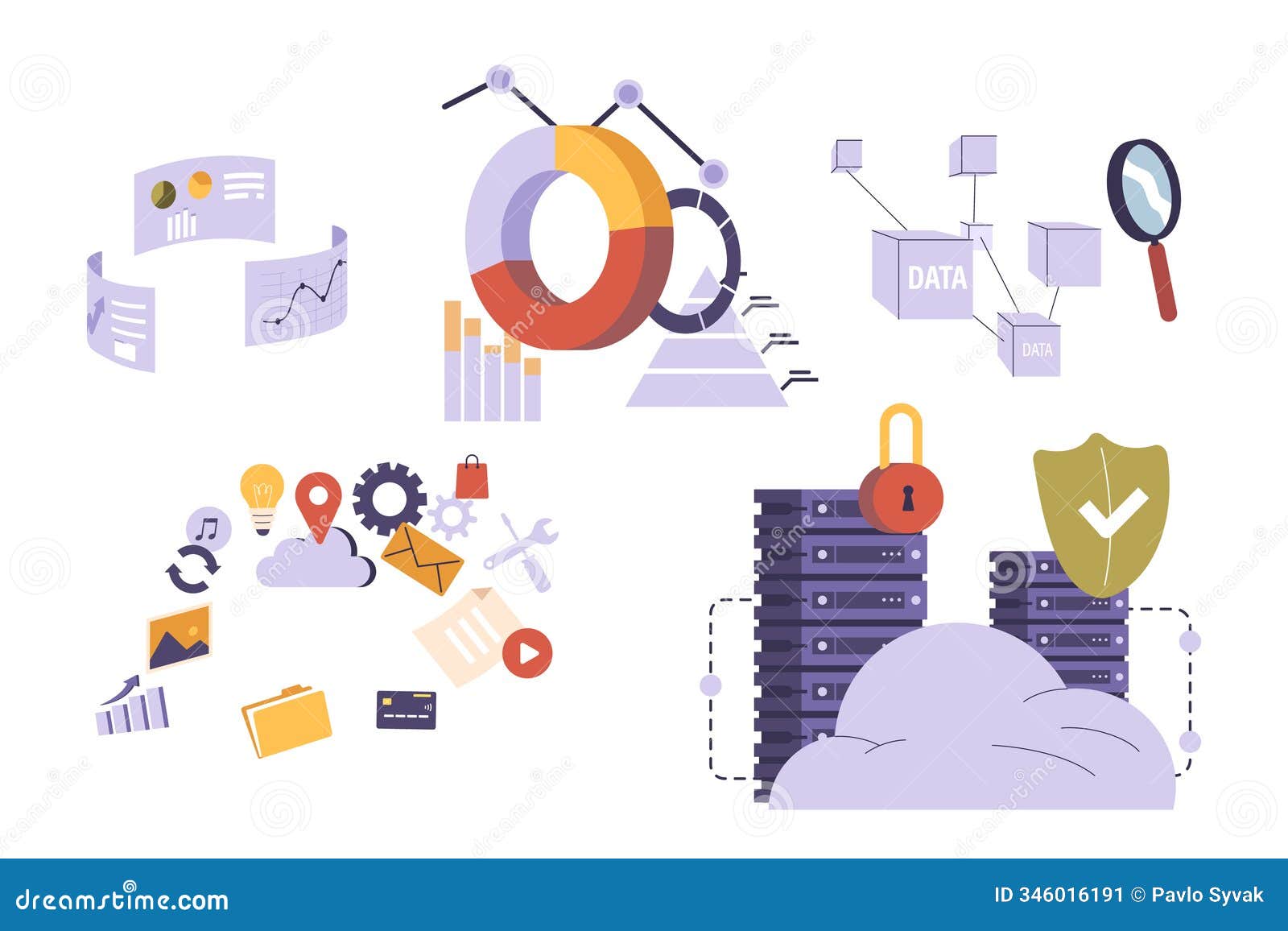 Data Base Concept Structure, Cartoon Style Vector Illustration ...