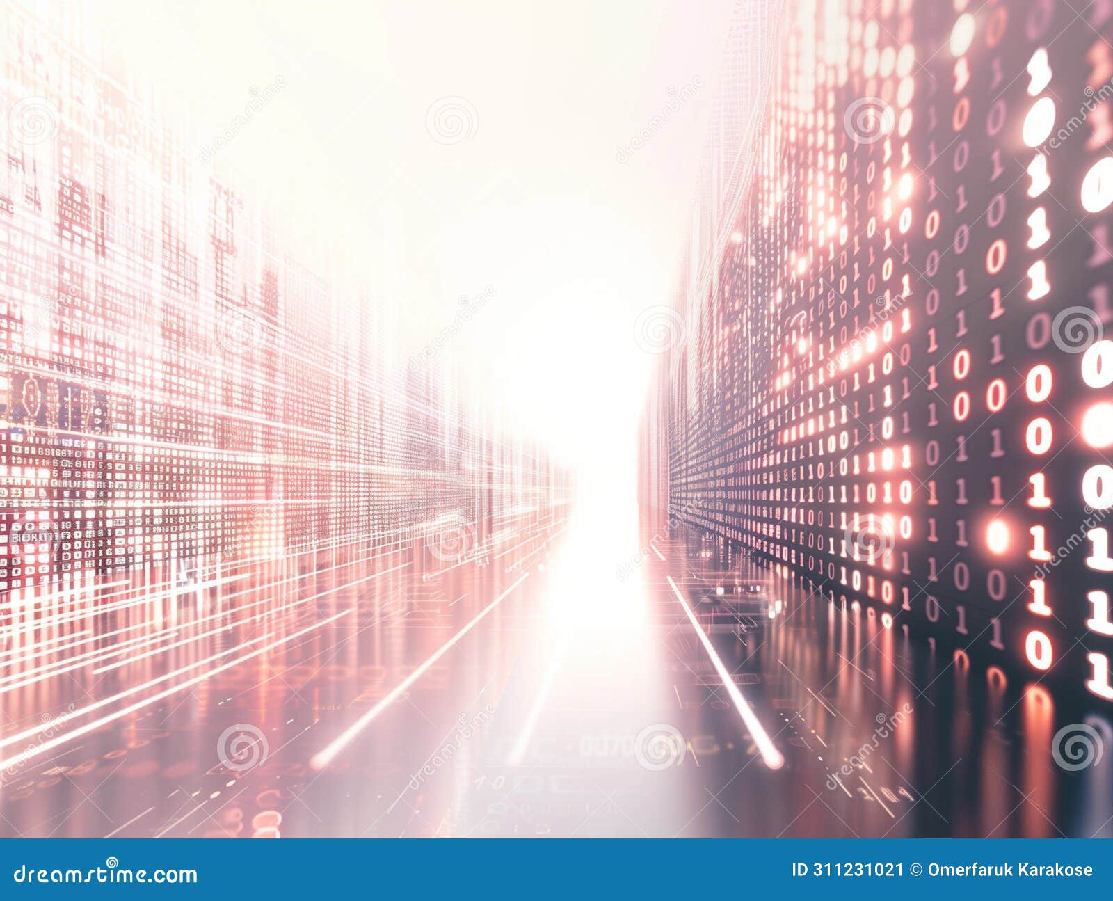 Digital Data And Binary Code Background With Light Rays Royalty-Free ...