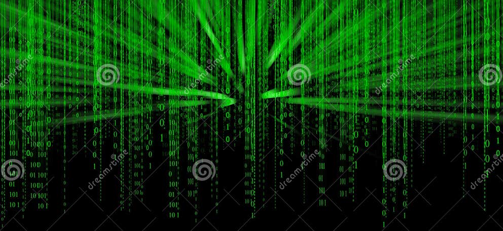 Digital Data Binary Code Technology Matrix Background, Data Flood Conectivity Futuristic Binary ...