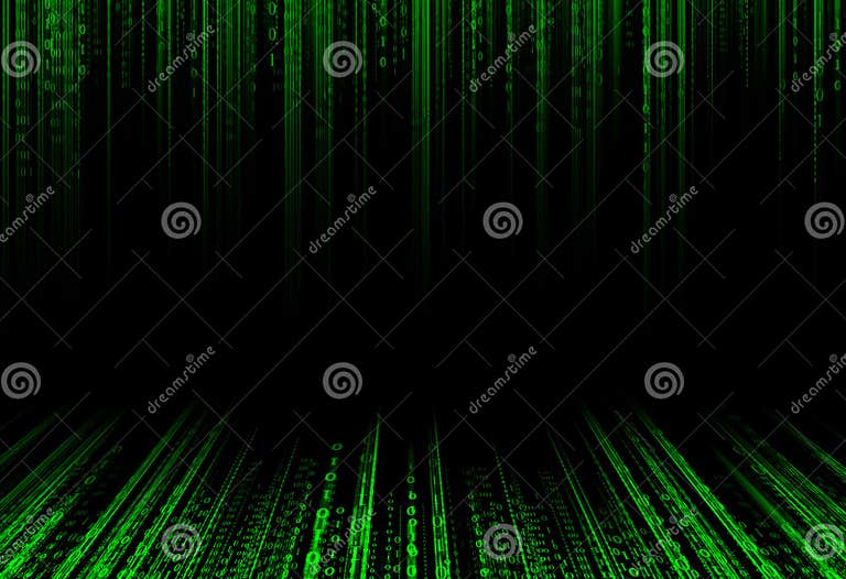 Digital Data Binary Code Technology Matrix Background, Data Flood Conectivity Futuristic Binary ...