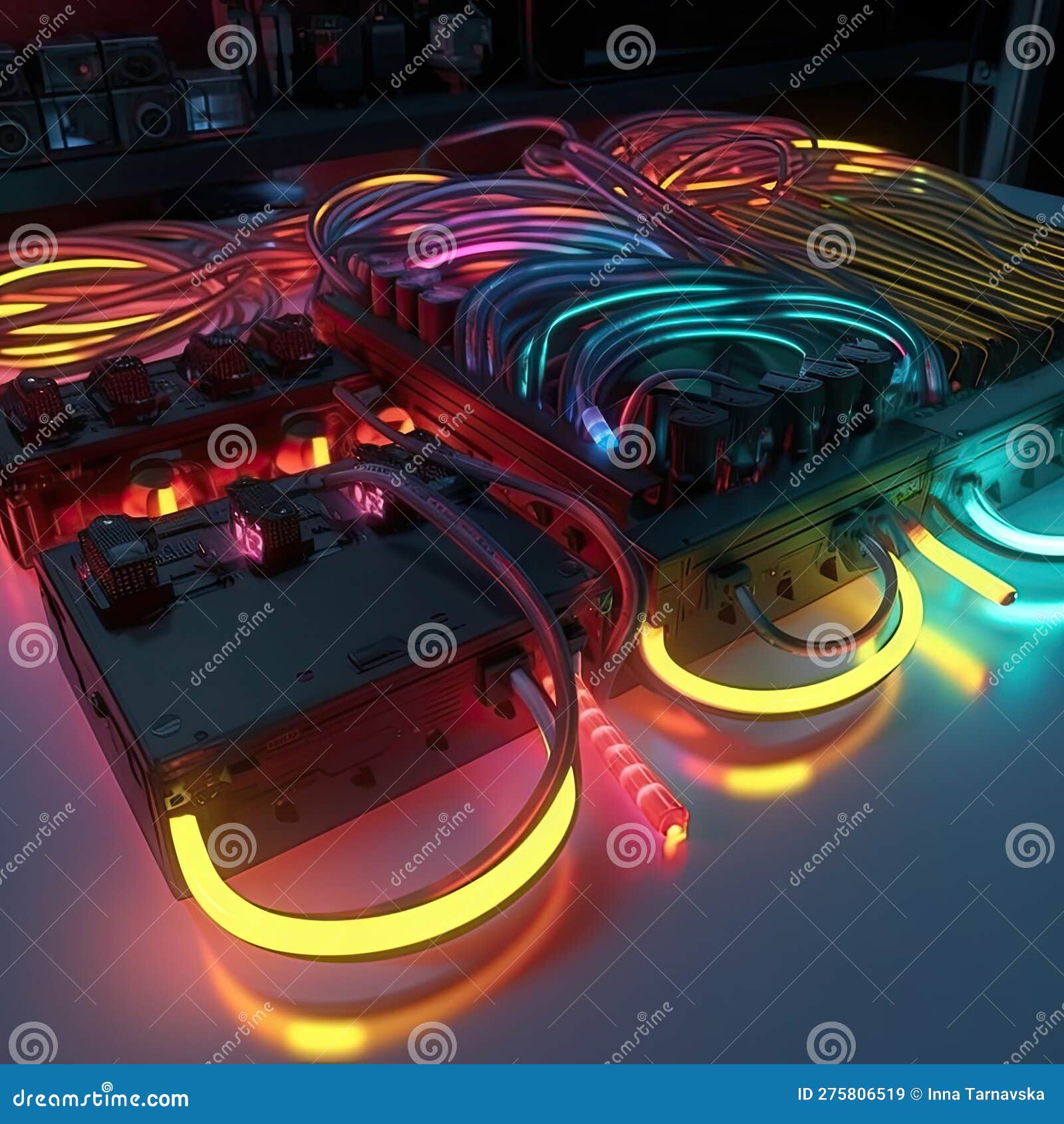 Digital Data Cable Connection. Desktop, Server, Cyberpunk Concept Stock ...