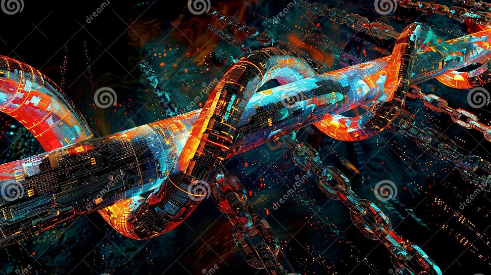 Digital Data Chain for Cybersecurity Stock Image - Image of connection ...