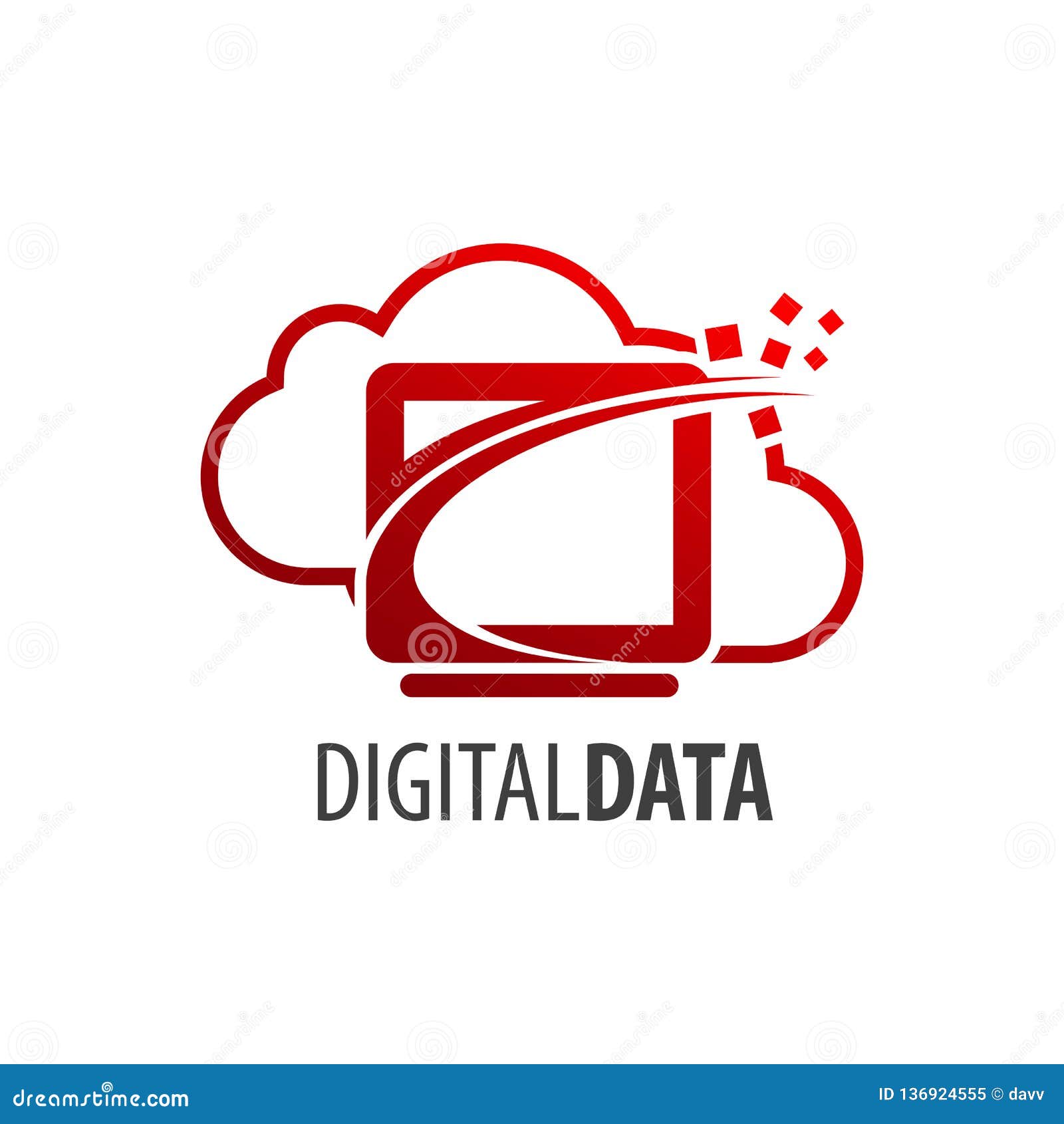 Digital Data Cloud Screen Logo Concept Design. Symbol Graphic Template ...
