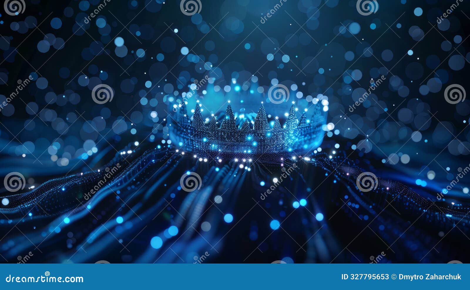 Digital Data Crown, Dark Digital Realm, Sparkling Data Bits, Royal Blue ...