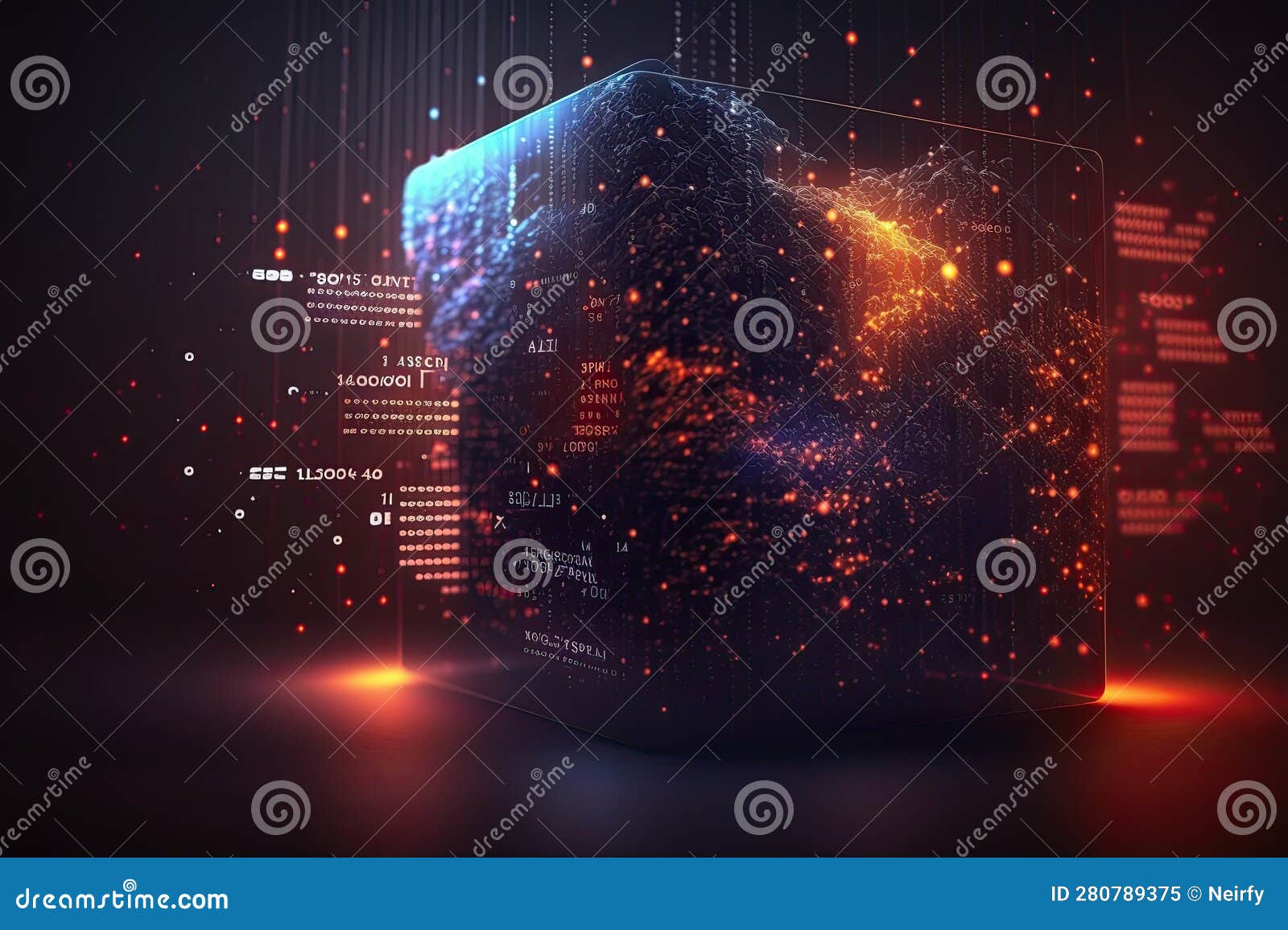 Cyberpunk Technology: Futuristic City Skyline With Neon Lights Royalty ...